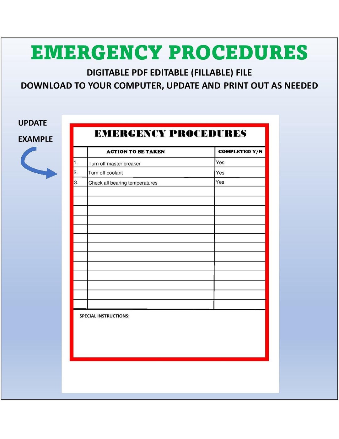 Emergency Procedures. Emergency Shutdown. - Etsy