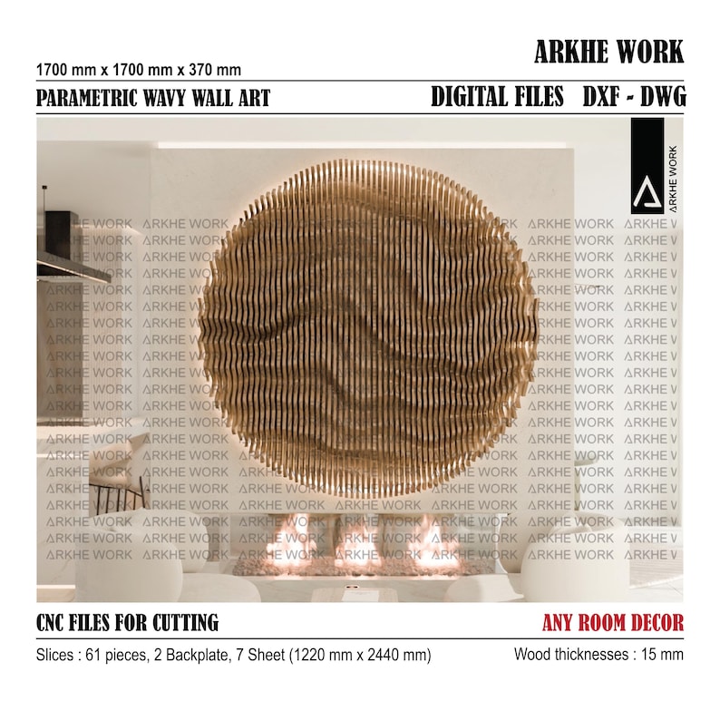 Parametric Wavy Wall Decor CNC Cutting File | 3D Wall Art CNC Design ...