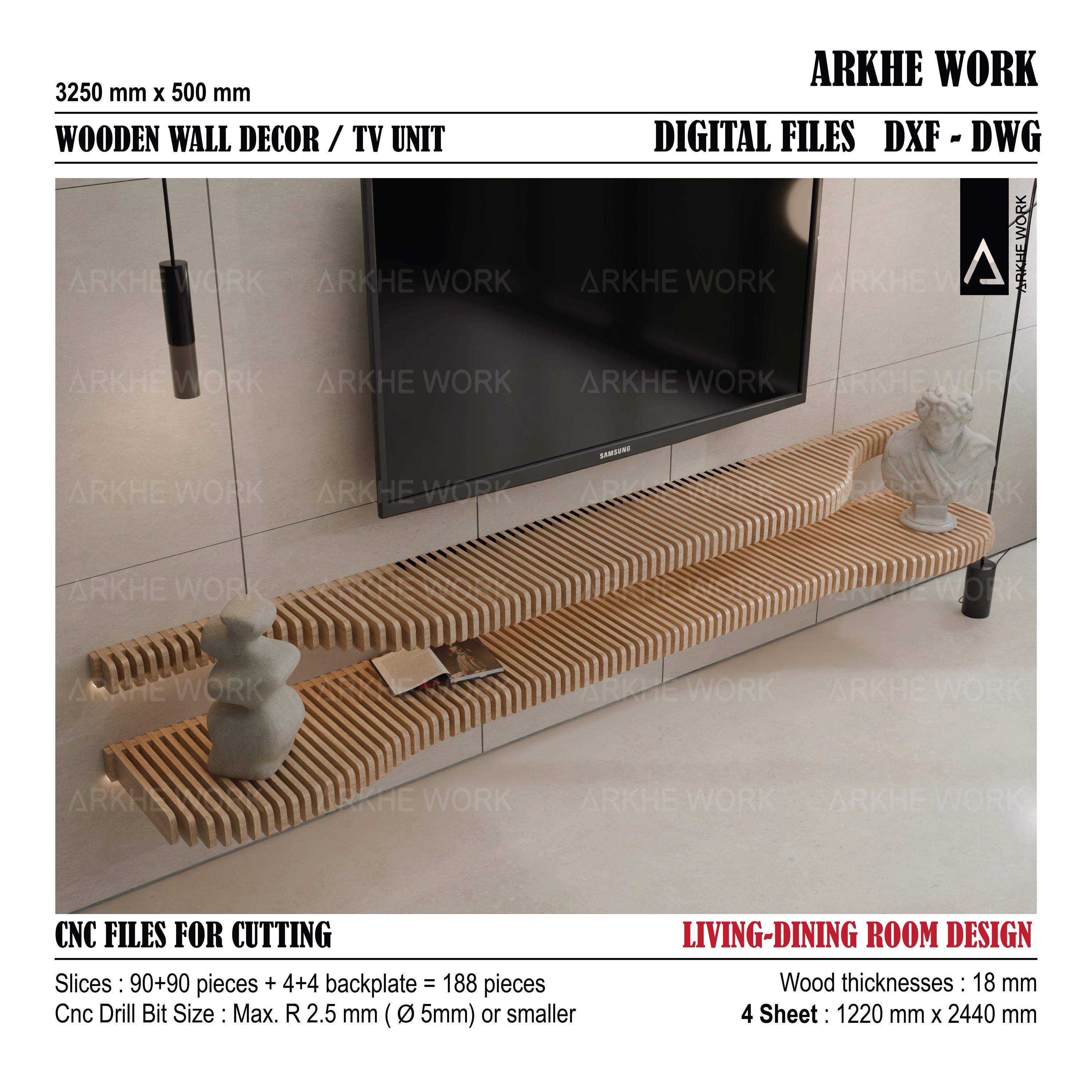Parametric Wooden TV Unit / Shelf | Laser TV Cnc Wood Cutting Design ...