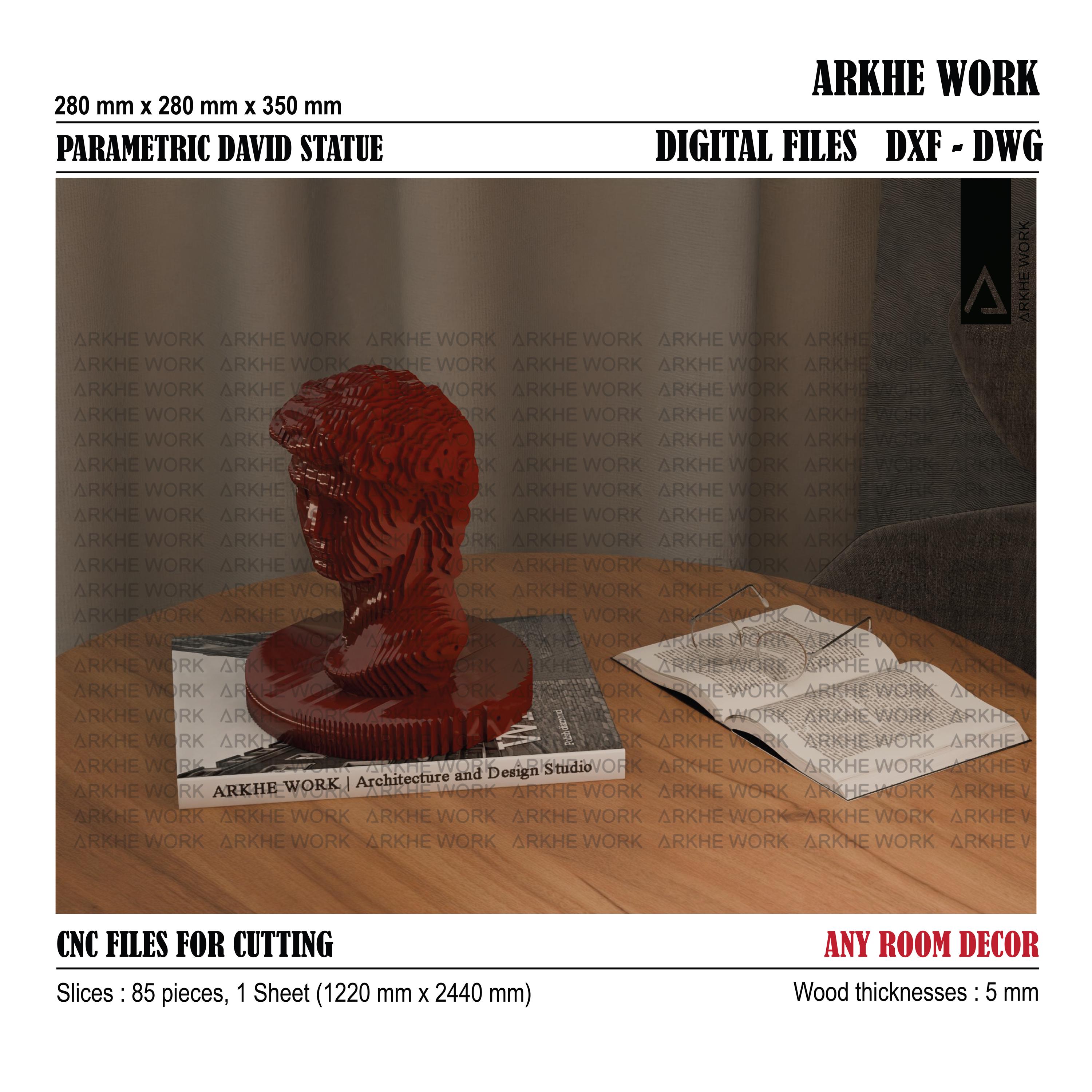 Parametric David Sculpture Statue Cutting File | Decorative Head of ...