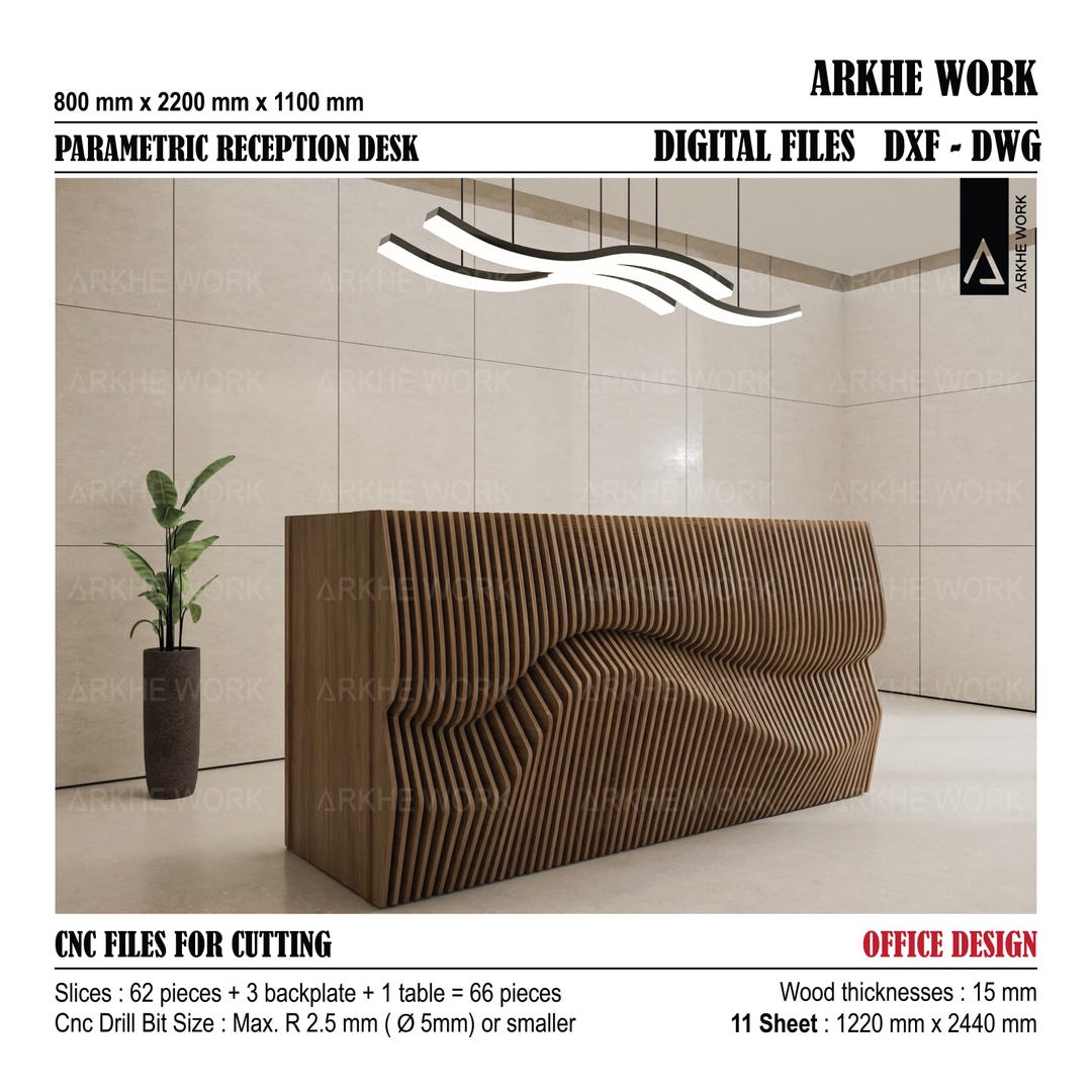 Parametric Wavy Desk / Tide Office Desk | Modern Furniture CNC Wood ...