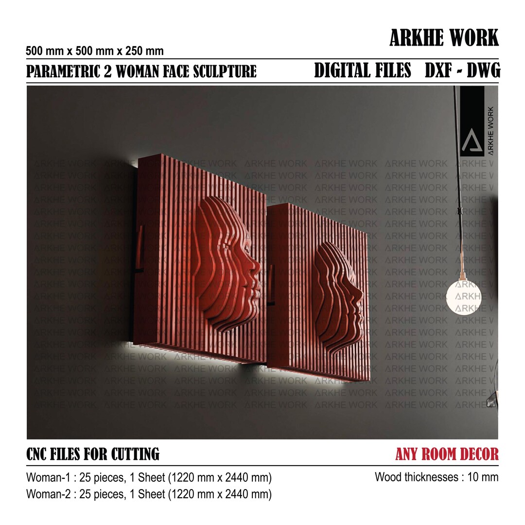 Parametric Woman Face Wall Art CNC Cutting File Curvy Sexy Female Face ...