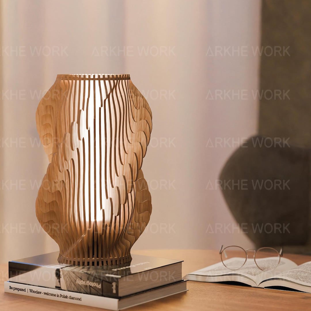 Parametric Table Lamp L Wave Art CNC Cutting File L Contemporary Home ...