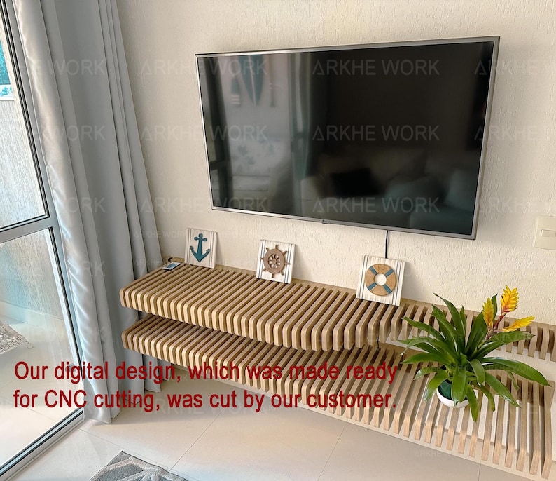 Floating TV Unit Wall Mounted Shelf CNC Router Files, Dxf Dwg ...