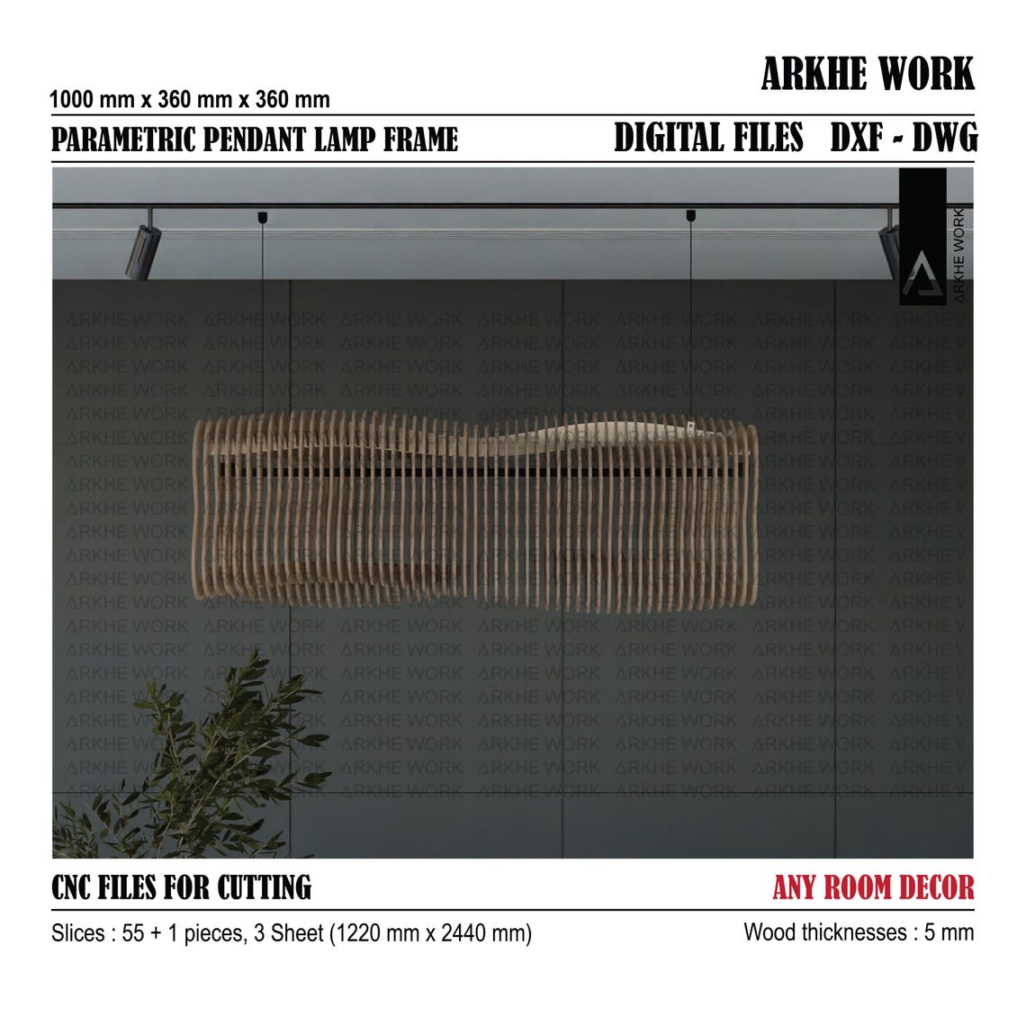 Parametric Pendant Lamp Frame CNC Cutting File | Digital Files | Unique ...