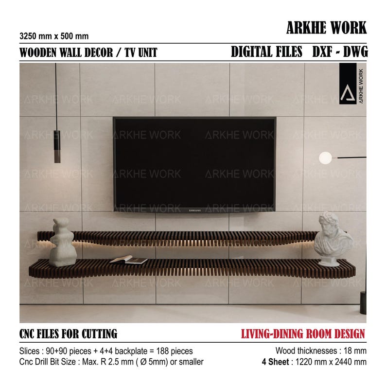 Parametric Wooden TV Unit / Shelf | Laser TV Cnc Wood Cutting Design ...