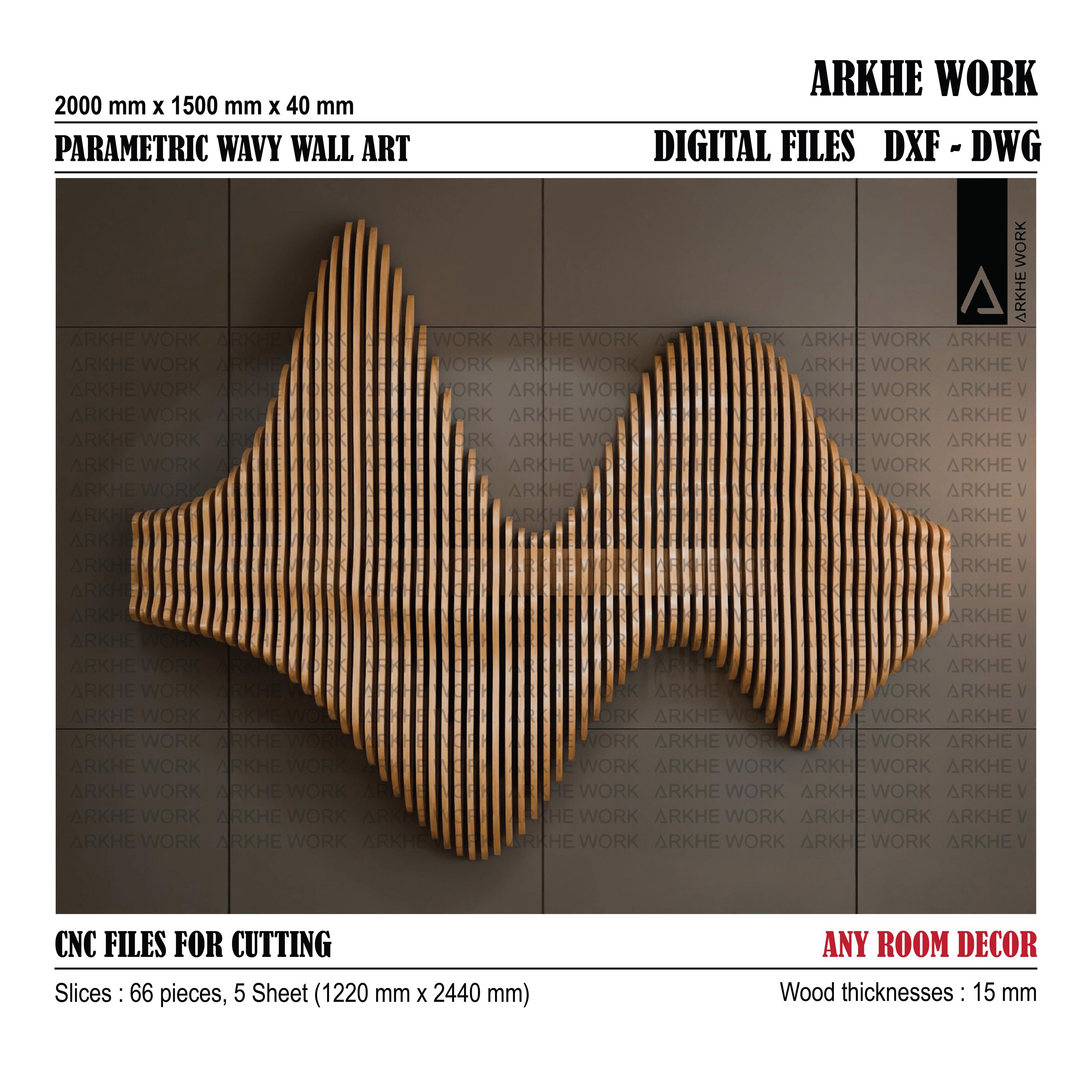 Wavy Parametric Wall Art CNC Cutting File | 3D Wall Art CNC Design ...