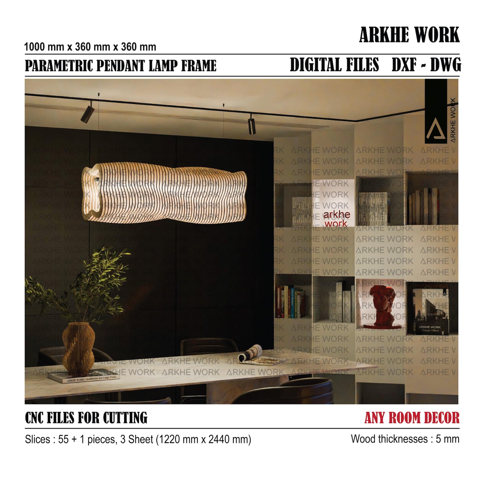 Parametric Pendant Lamp Frame CNC Cutting File | Digital Files | Unique ...