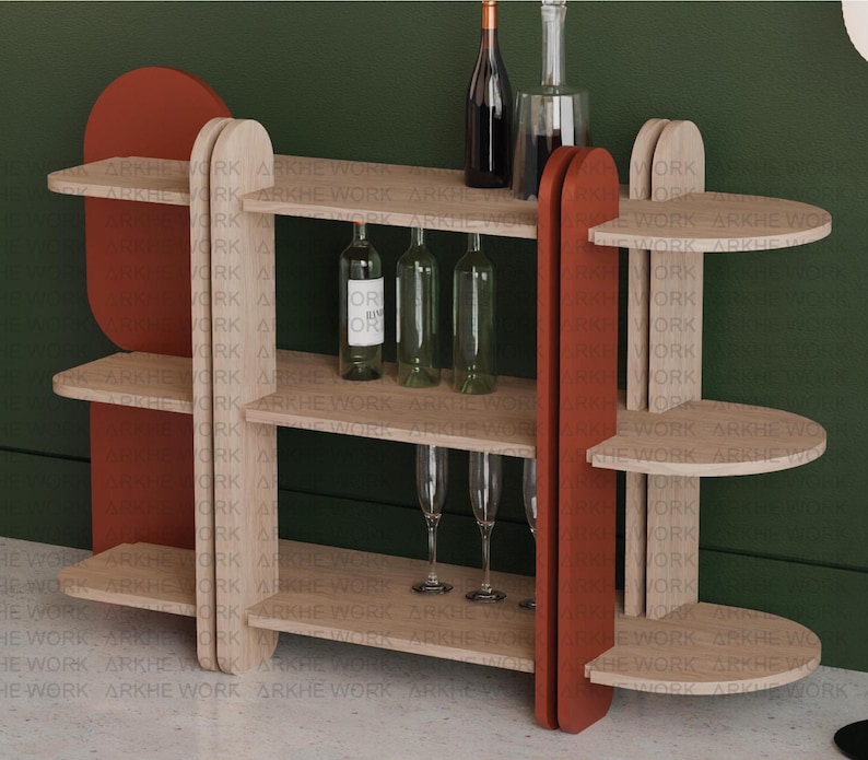 Mid-century Modern Shelf CNC Cutting Files for Bookshelf, Bar Table ...