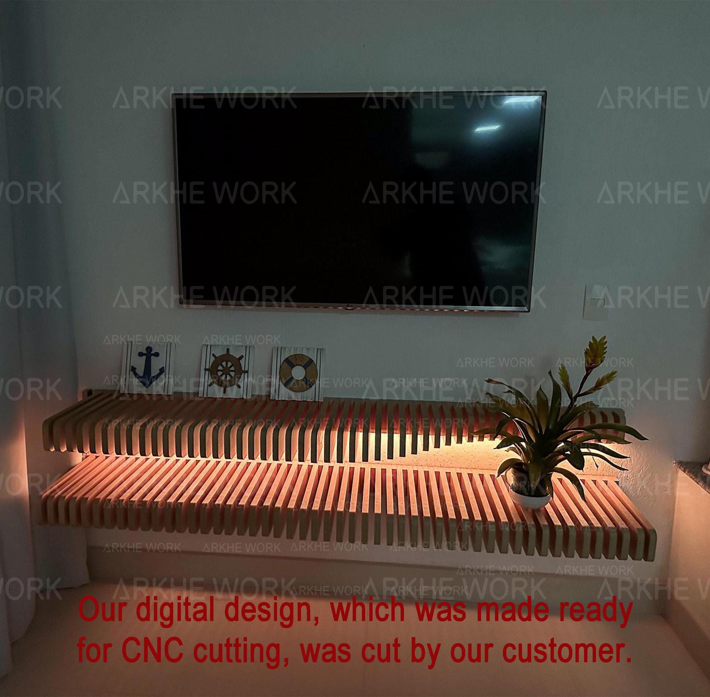 Floating TV Unit Wall Mounted Shelf CNC Router Files, Dxf Dwg ...
