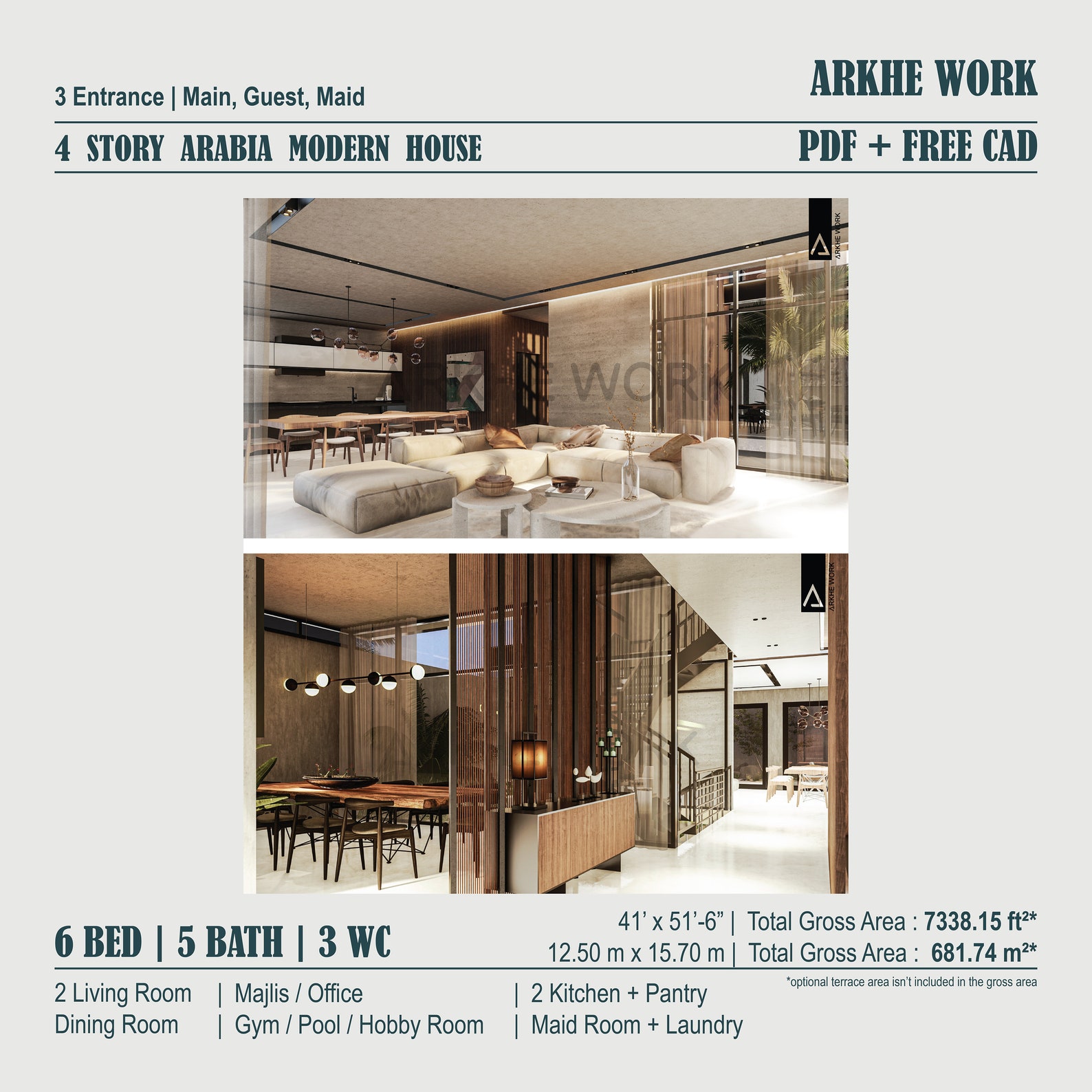 Arabia Modern Luxury House Plan ,contemporary House With Two Entry ...