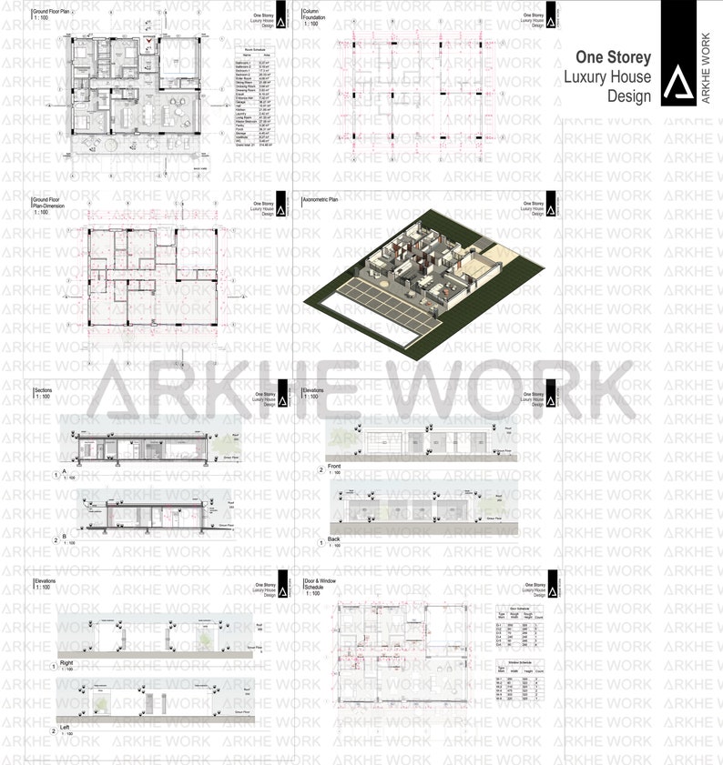 1 Story Family Modern House Open Plan 3 Bedroom 3 Bathroom Blueprint ...