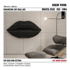 Parametric Lips Wall Art CNC Cutting File Modern Cool CNC Design Wall ...