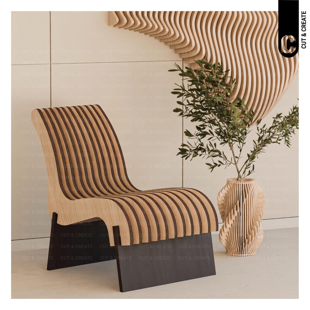 Parametric CNC Chair DXF File – Digital Laser Cut Furniture Plan ...