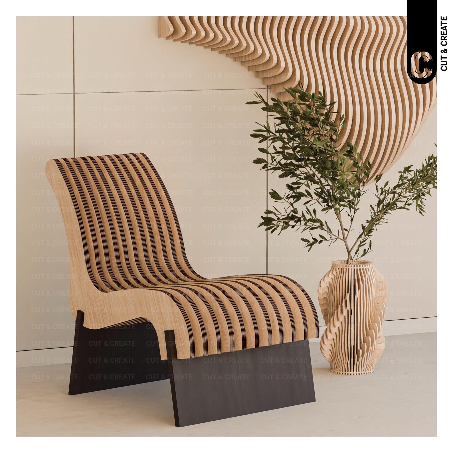 Parametric CNC Chair DXF File – Digital Laser Cut Furniture Plan ...