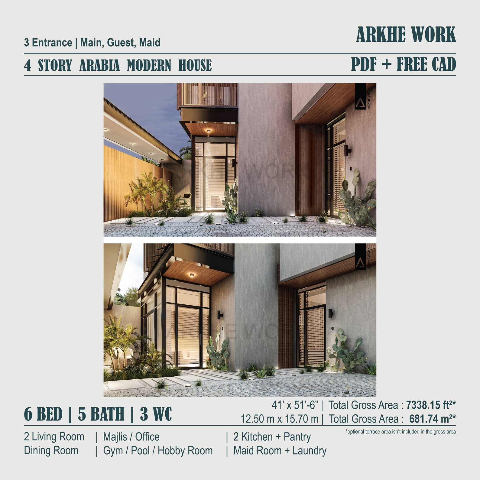 Arabia Modern Luxury House Plan ,contemporary House With Two Entry ...