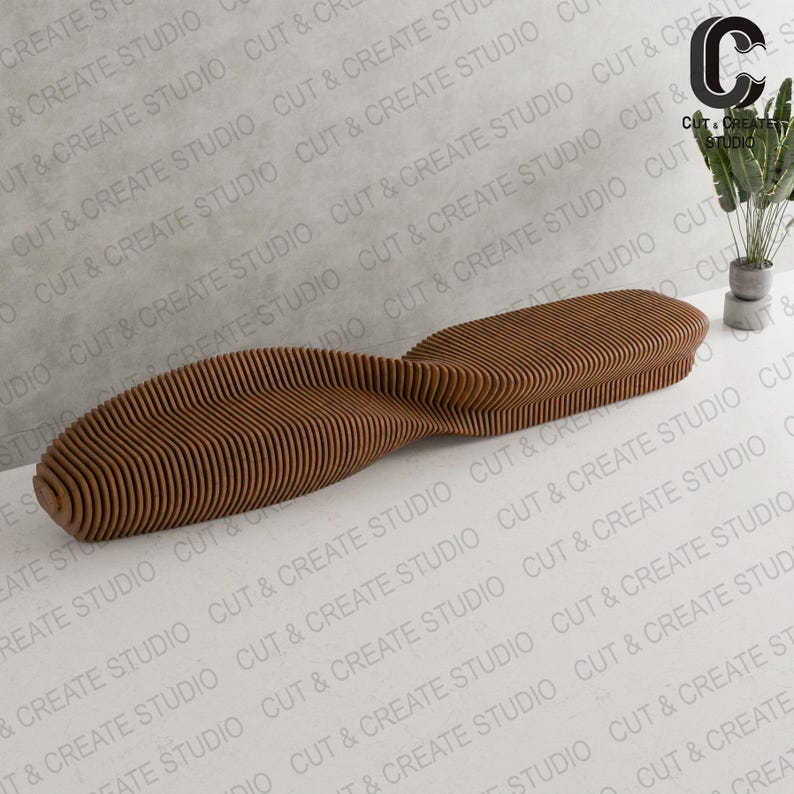 Parametric Wooden Bench CNC Plan | Wavy Modern Sofa | CNC Files for ...