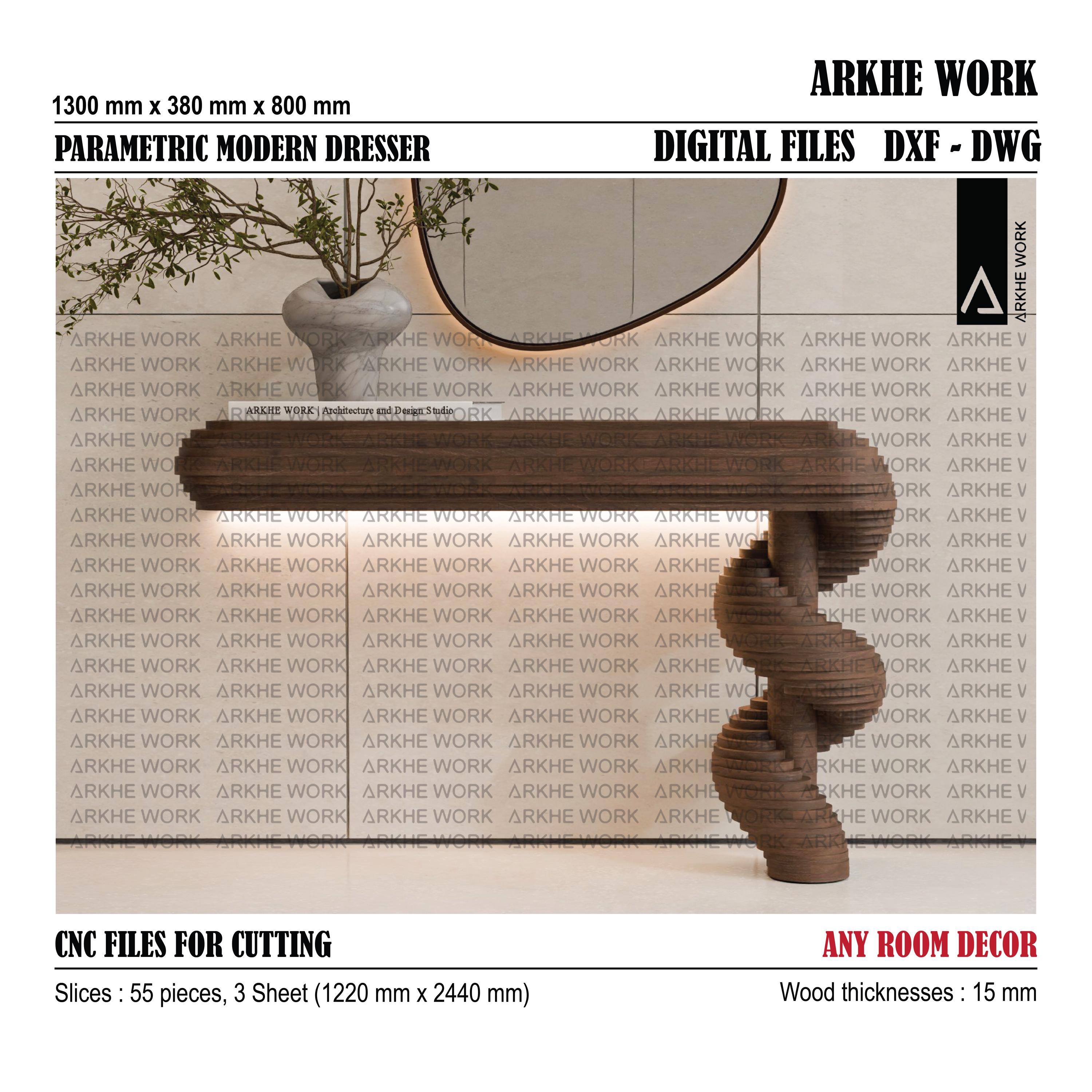 Parametric Console Table Dresser | CNC Wood Cutting Design | Modern ...