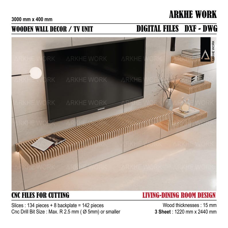 Parametric Wooden TV Unit / Shelf | Laser TV Modern Cnc Wood Cutting ...