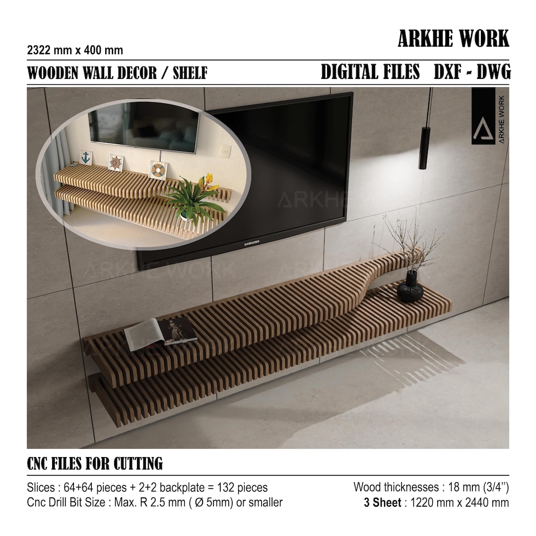 Parametric Wooden TV Unit Floating Tv Unit Cnc Console Wall Mounted Tv ...