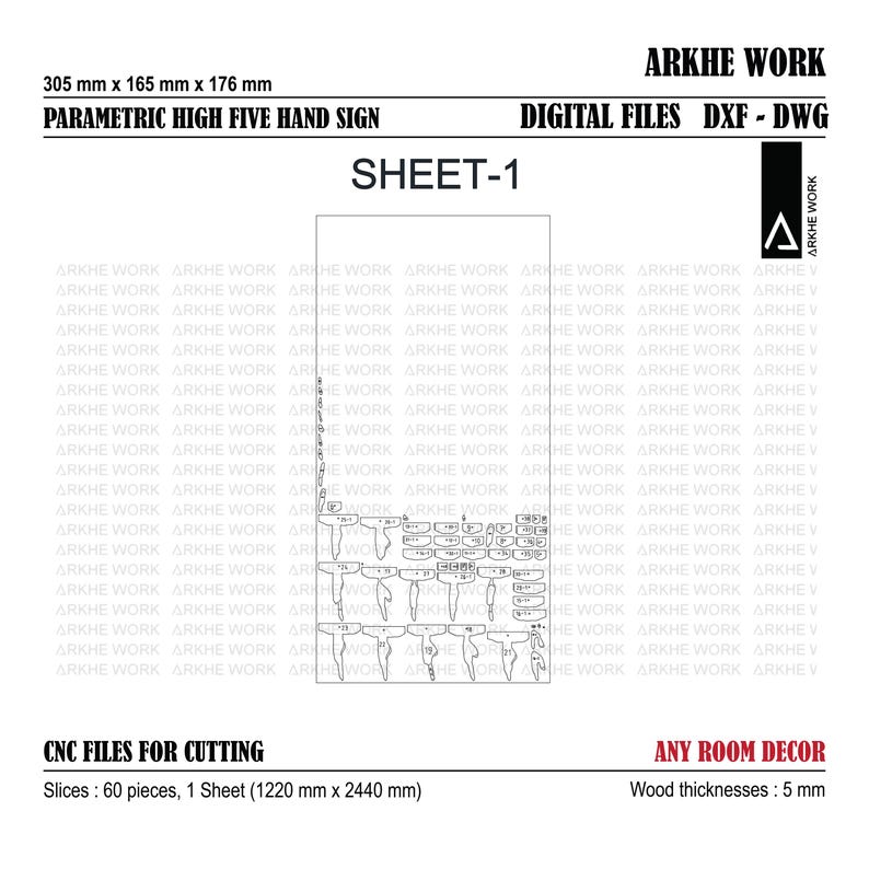 Parametric High Five Hand Sign | Sculpture CNC Cutting File | Ready to Cut File | Digital Files ...