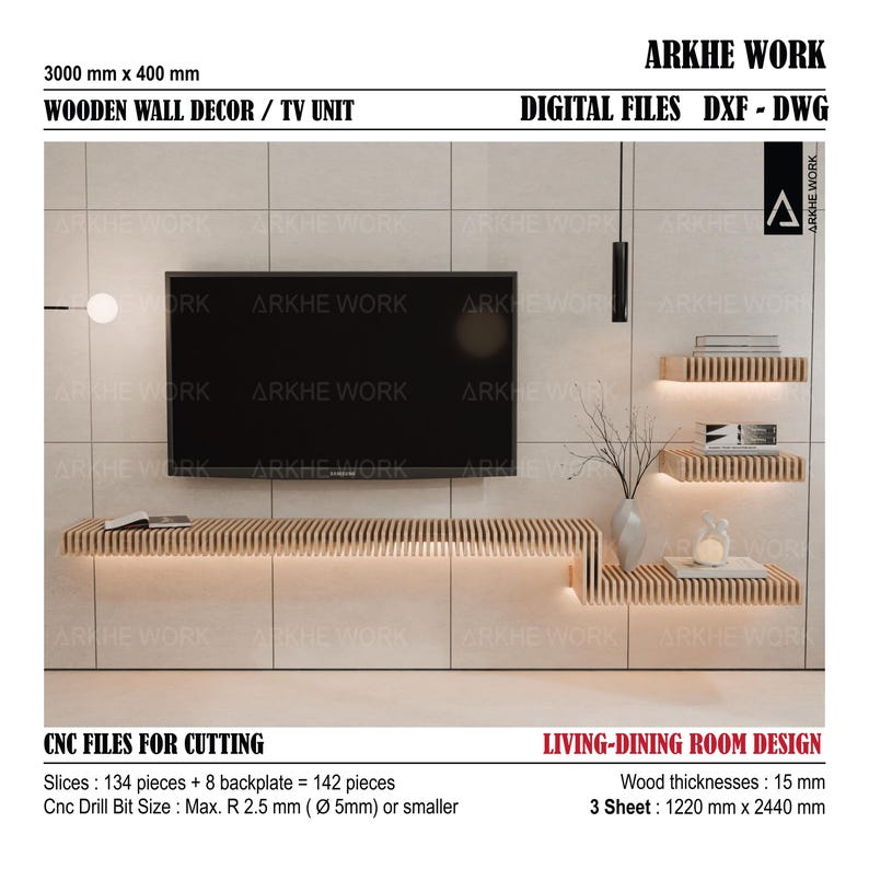 Parametric Wooden TV Unit / Shelf | Laser TV Modern Cnc Wood Cutting ...