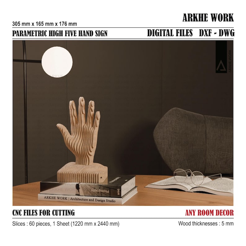Parametric High Five Hand Sign | Sculpture CNC Cutting File | Ready to Cut File | Digital Files ...