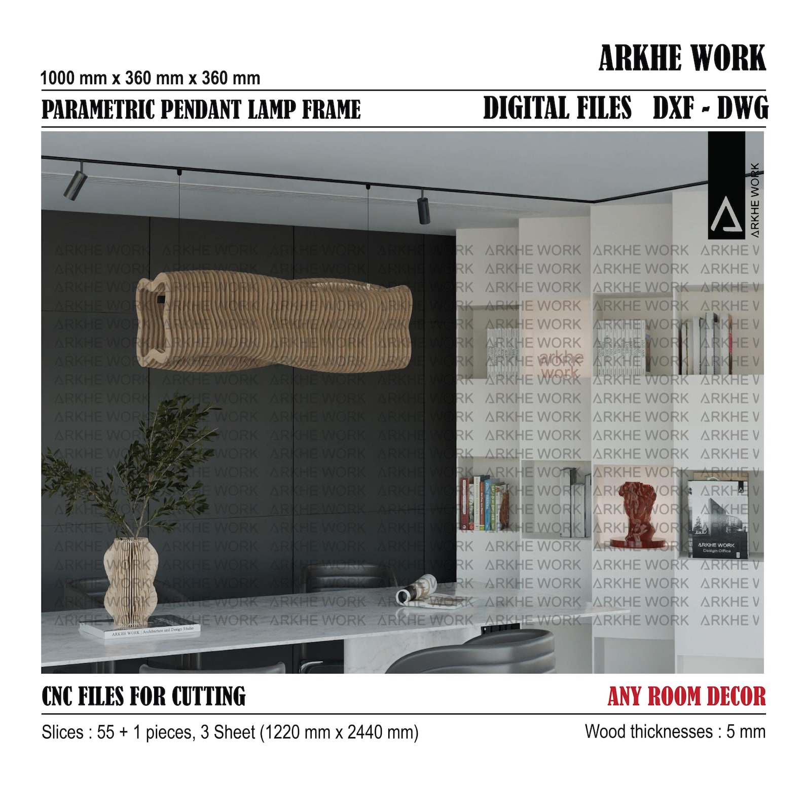 Parametric Pendant Lamp Frame CNC Cutting File | Digital Files | Unique ...