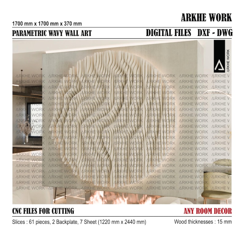 Parametric Wavy Wall Art CNC Cutting File | 3D Wall Art Modern CNC ...