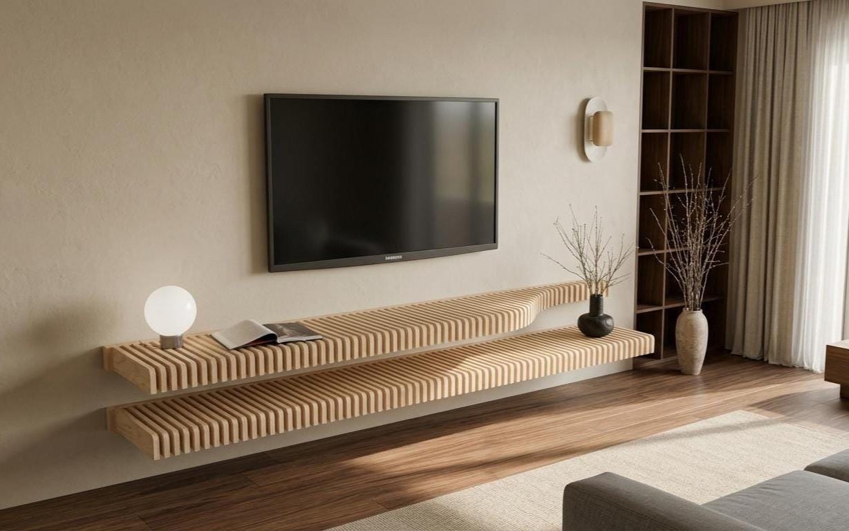 Floating TV Unit Wall Mounted Shelf CNC Router Files, Dxf Dwg ...