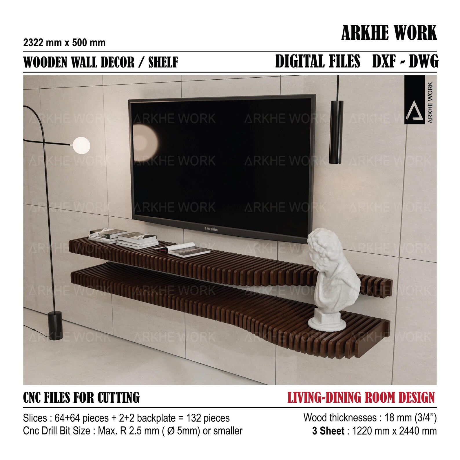 Parametric TV Stand / Shelf DIY | CNC Panel Furniture, Wall Decor Wood ...