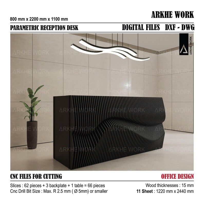 Parametric Wavy Desk / Tide Office Desk | Modern Furniture CNC Wood ...