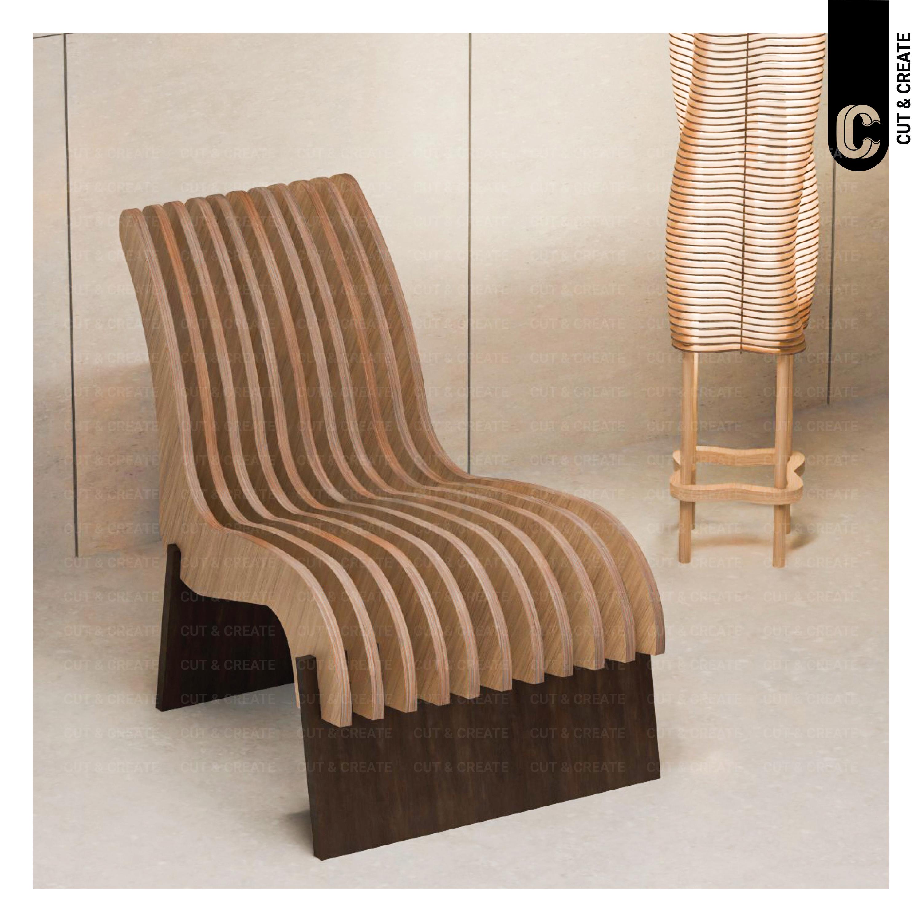 Parametric CNC Chair DXF File – Digital Laser Cut Furniture Plan ...