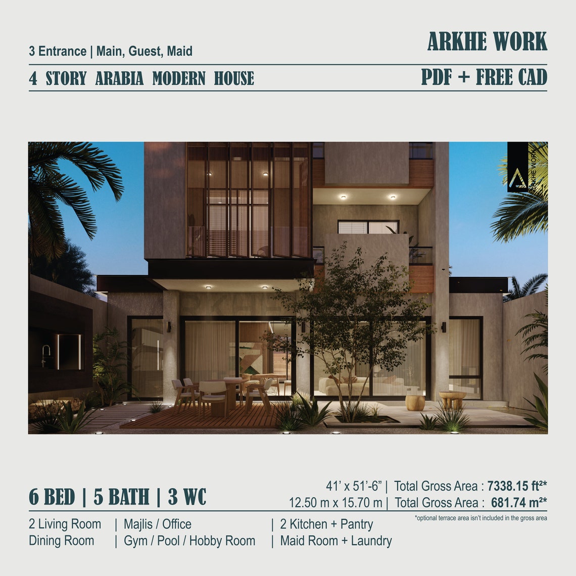 Arabia Modern Luxury House Plan ,contemporary House With Two Entry ...