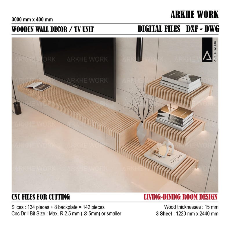 Parametric Wooden TV Unit / Shelf | Laser TV Modern Cnc Wood Cutting ...