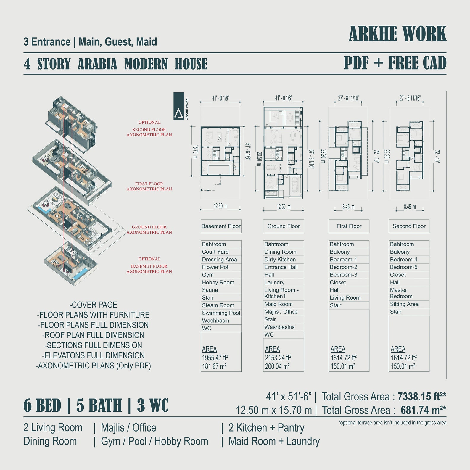 Arabia Modern Luxury House Plan ,contemporary House With Two Entry ...