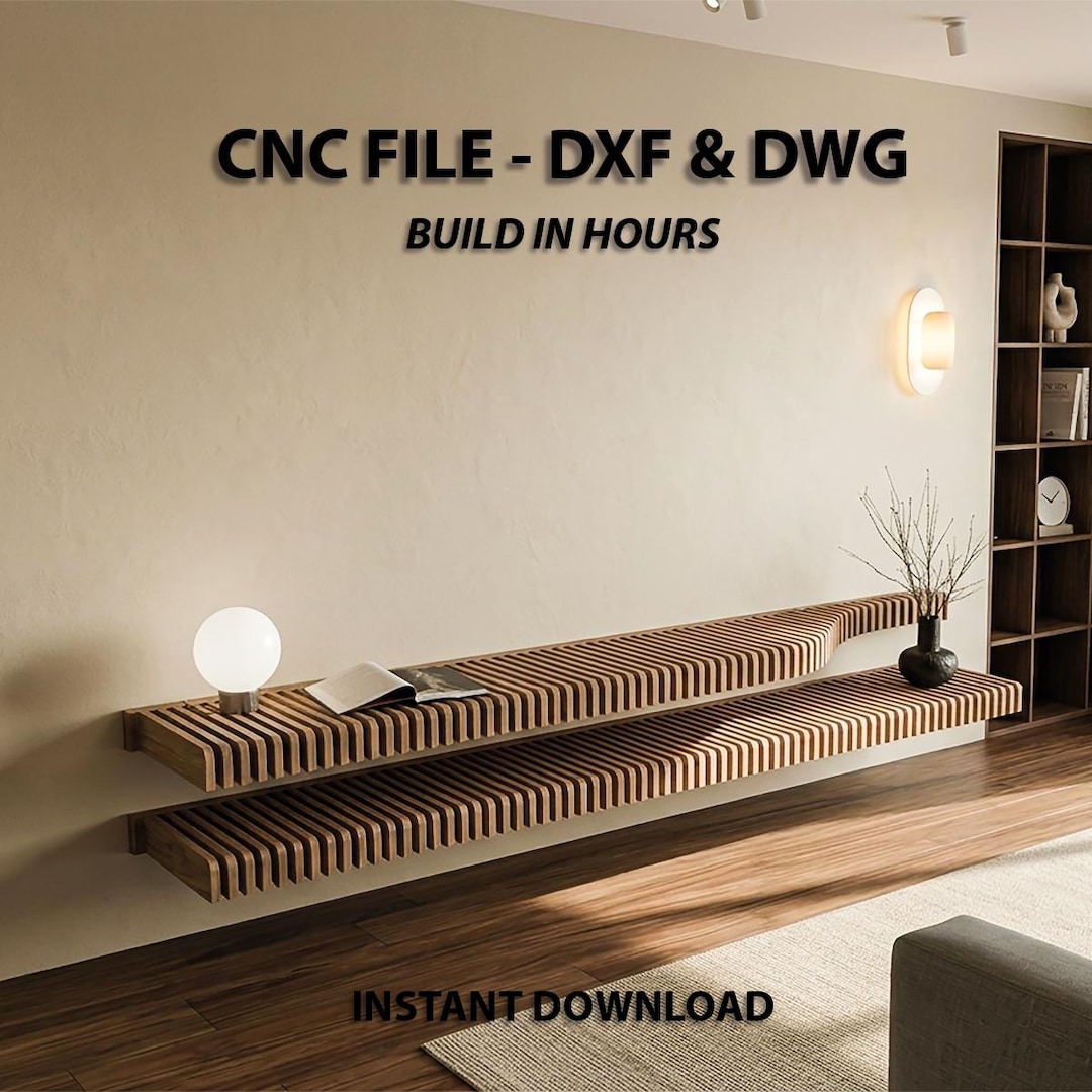 Floating TV Unit Wall Mounted Shelf CNC Router Files, Dxf Dwg ...