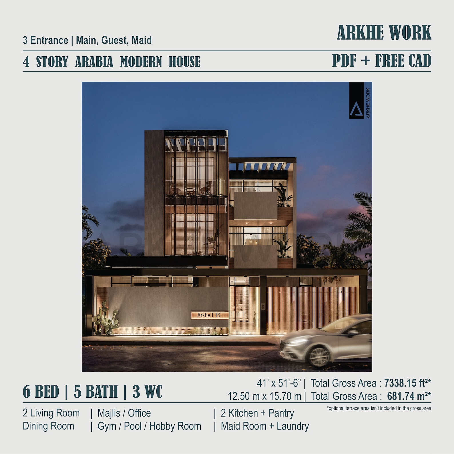 Arabia Modern Luxury House Plan ,contemporary House With Two Entry ...