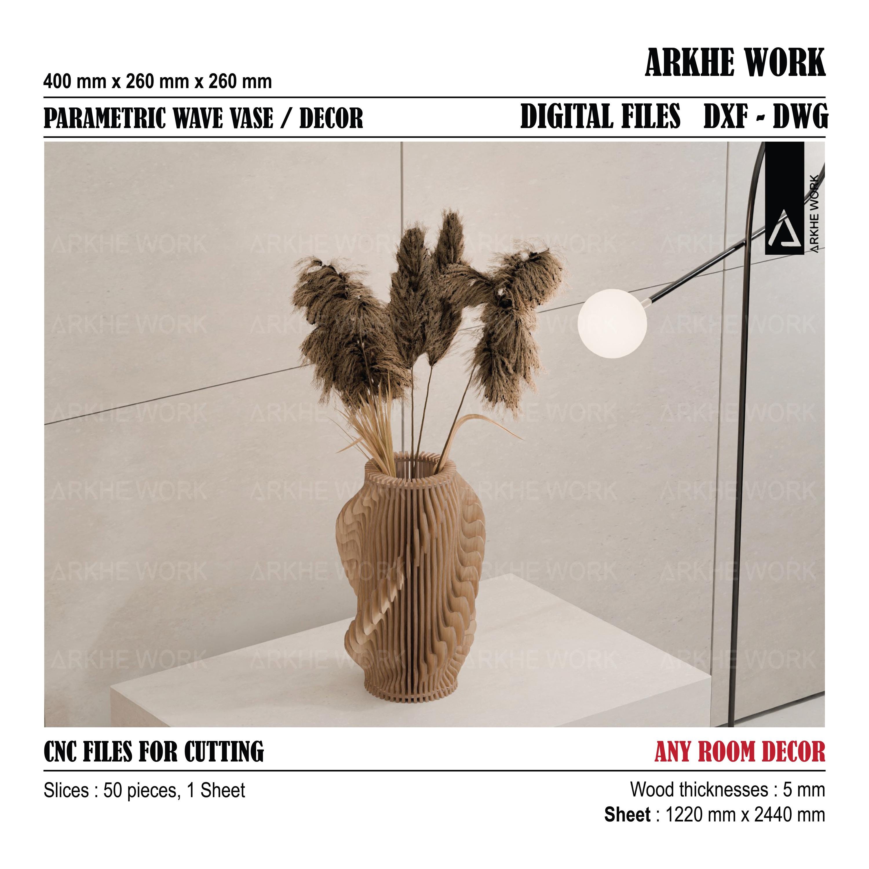 Parametric Wave Vase L Parametric Art CNC Cutting File L Contemporary ...