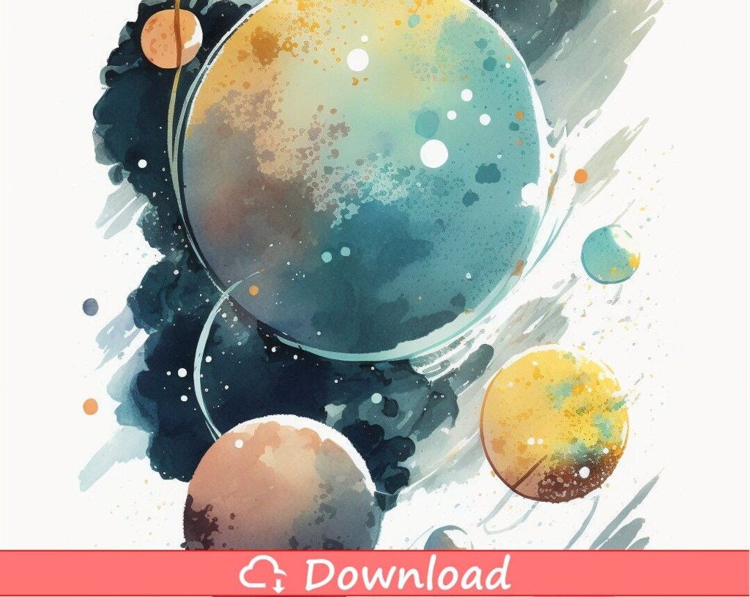Planets Outer Space Watercolor Watercolor Nursery Gift - Etsy