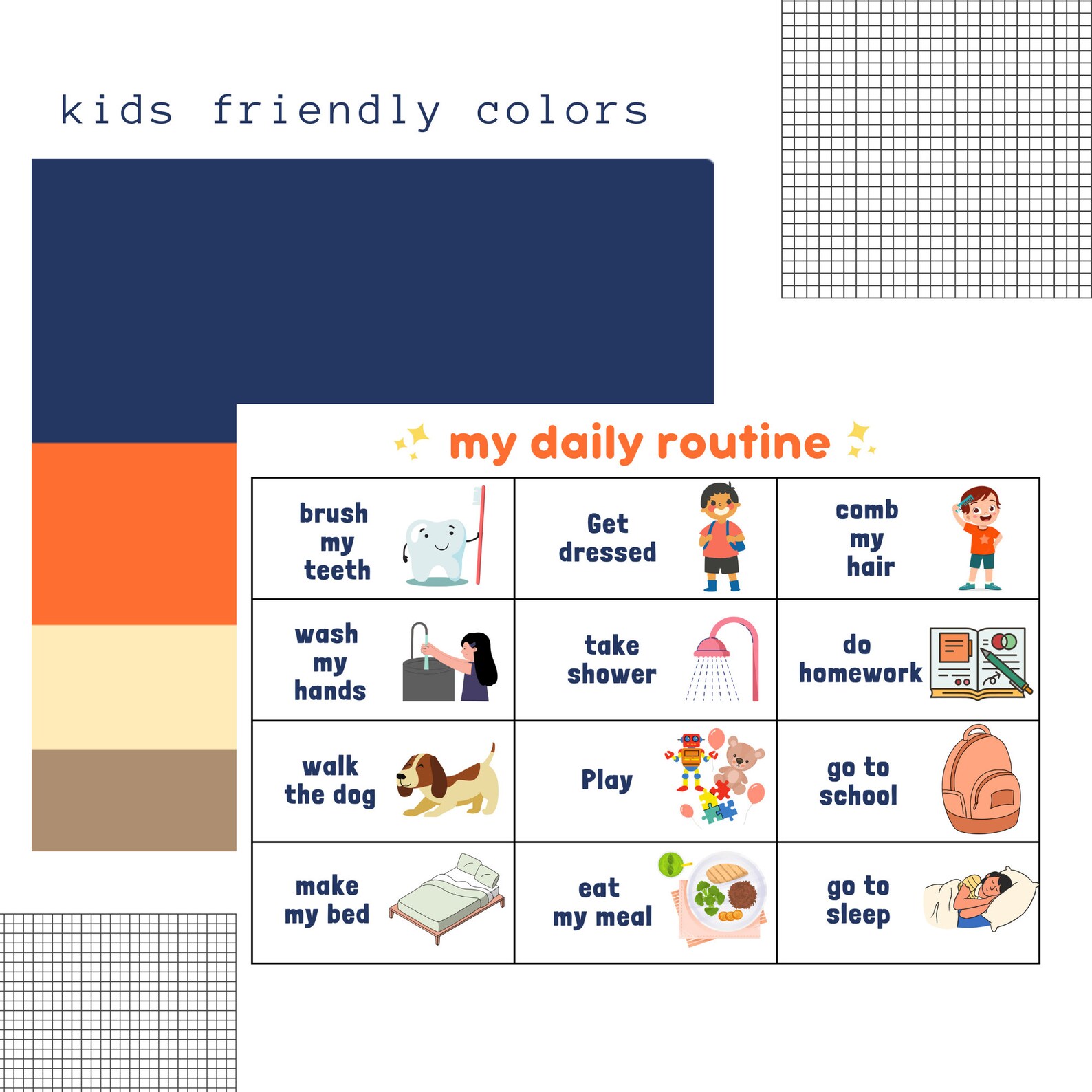 Kids Daily Routine Chart, Printable Daily Routine, Chore Chart, Morning ...