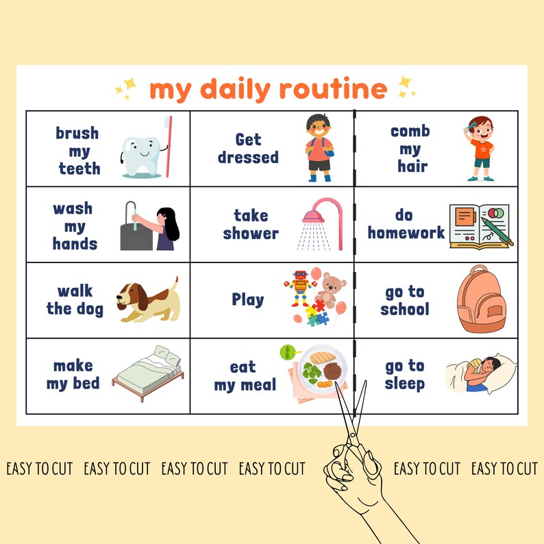 Kids Daily Routine Chart, Printable Daily Routine, Chore Chart, Morning ...