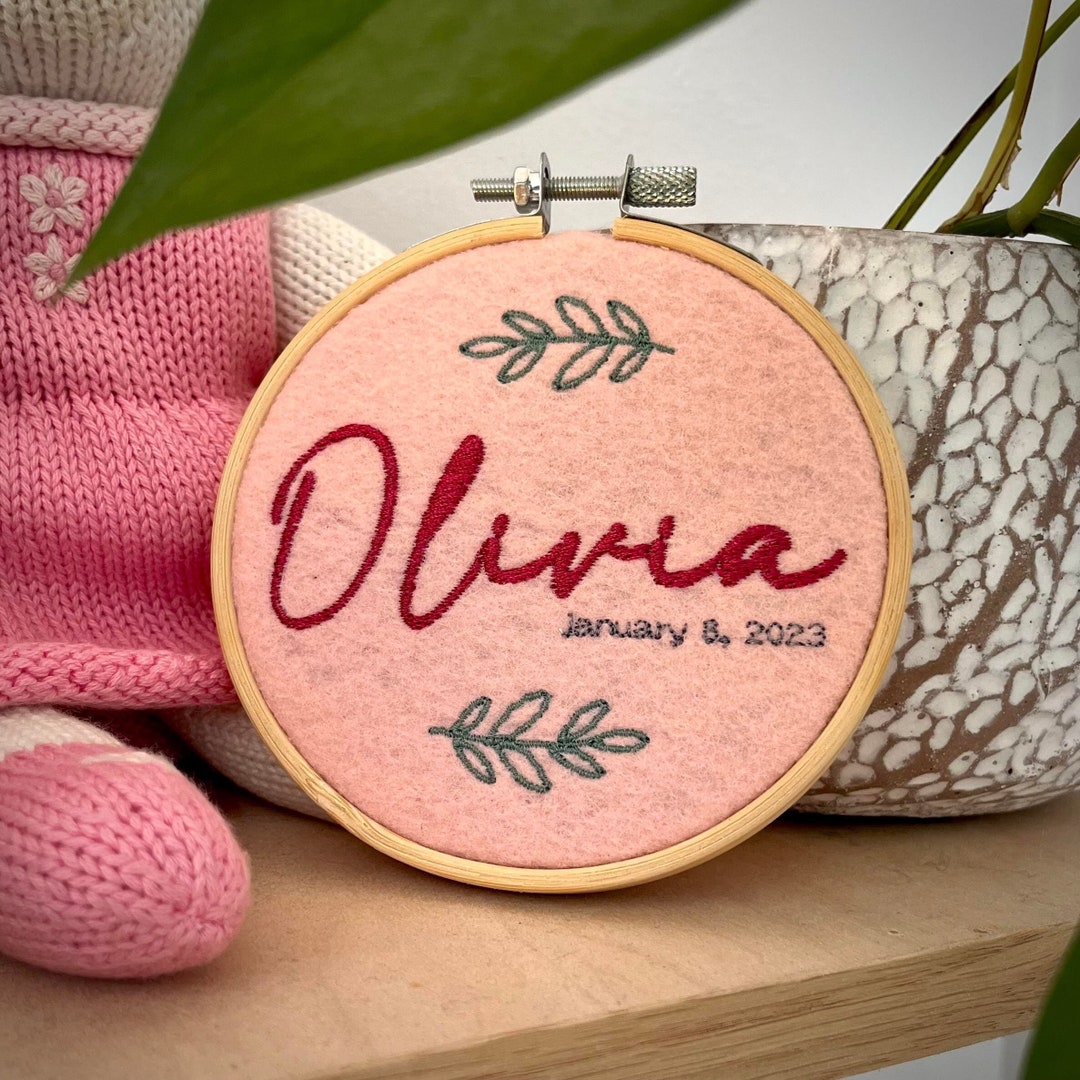 Custom Embroidered Birth Announcement - Etsy