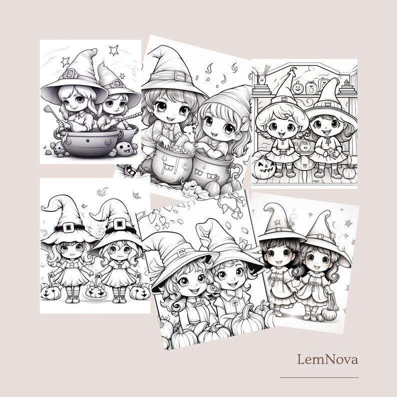Little Witches' Halloween/magical Coloring Pages for Kids/halloween ...