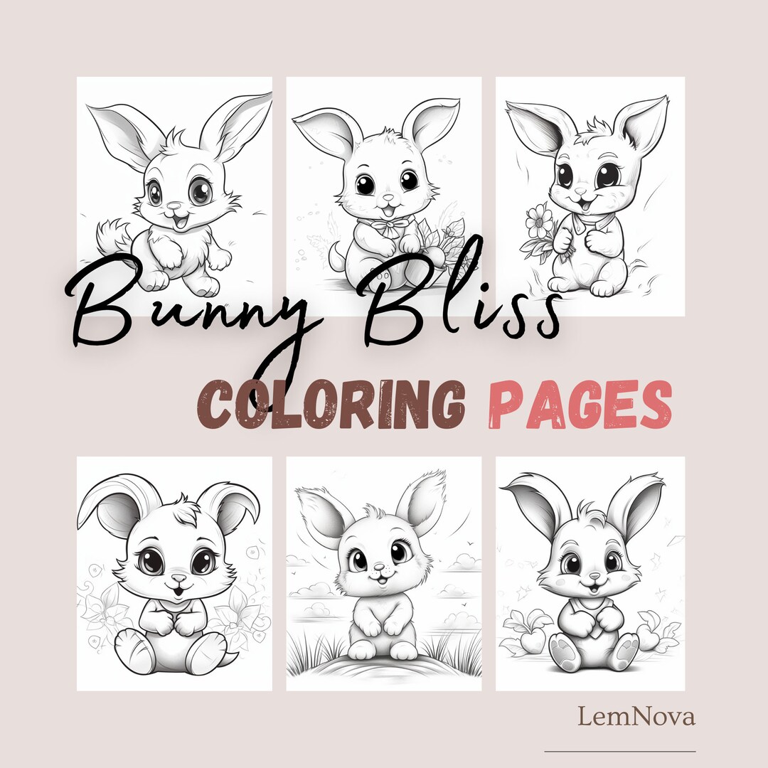 Bunny Bliss/pages for Kids/coloring Pages/ Cute/printable Pages/pdf ...