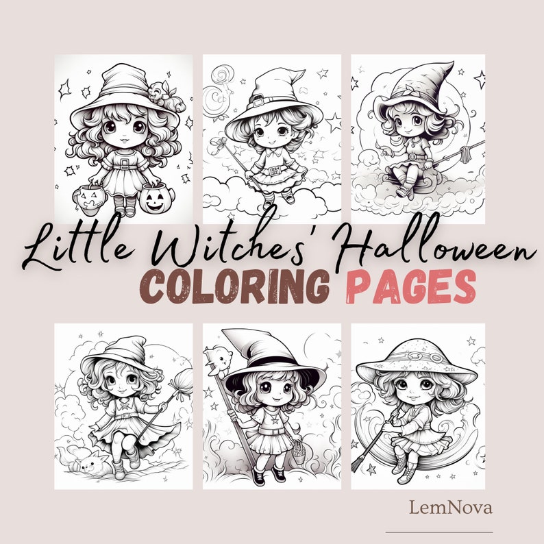 Little Witches' Halloween/magical Coloring Pages for Kids/halloween ...