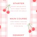Cherry Menu Editable Template Perfect for Weddings, Dinner Parties ...
