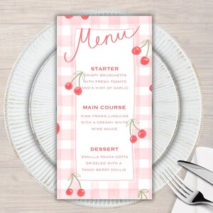 Cherry Menu Editable Template Perfect for Weddings, Dinner Parties ...