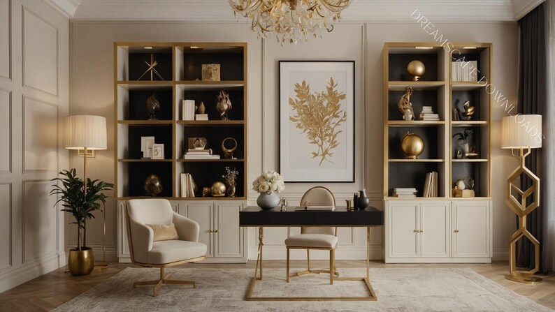 Virtual Backgrounds - Gold & Cream – Set of 4 Virtual Background Set ...