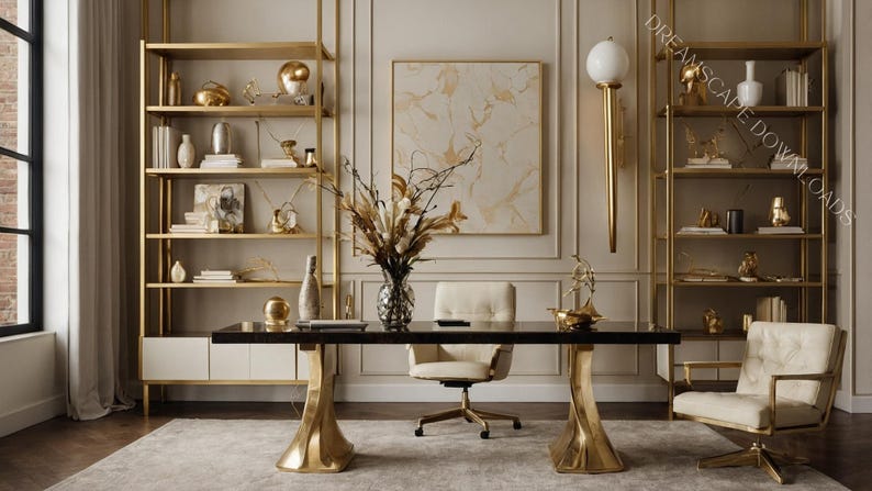 Virtual Backgrounds - Gold & Cream – Set of 4 Virtual Background Set ...